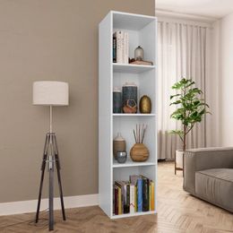 MAISONCHIC Bücherregal Küchenregal TV-Lowboard Regal für Wohnzimmer Büro und Flur Weiß 36×30×143 cm Holzwerkstoff DE32405 - Weiß