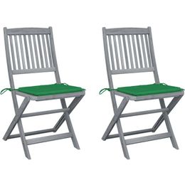 MAISONCHIC - 2er Set Gartenstühle Gartensessel Klappbare Stühle für Garten Terrasse Balkon mit Kissen Massivholz Akazie DE89607
