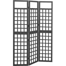 MAISONCHIC 3-tlg. Paravent/Spalier Raumteiler Sichtschutz für Balkon, Garten Massivholz Tanne Schwarz 121x180 cm DE83427