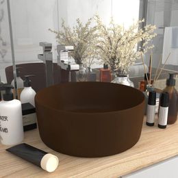 MAISONCHIC Luxuriöses Waschbecken Aufsatzwaschtisch Waschschale für Badezimmer Rund Matt Dunkelbraun 40x15 cm Keramik DE97402