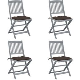 MAISONCHIC - 4er Set Gartenstühle Gartensessel Klappbare Stühle für Garten Terrasse Balkon mit Kissen Massivholz Akazie DE57780