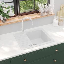 MAISONCHIC Küchenspüle Granitspüle Spülen mit 1 Becken Spülbecken Weiß DE49018