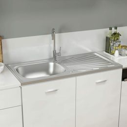MAISONCHIC Küchenspüle Spülen mit 1 Becken Spülbecken mit Abtropfset Silbern 1000x500x155 mm Edelstahl DE53782