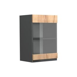 Küchenschrank Glas R-Line, Goldkraft Eiche, 40 cm J-Shape VICCO