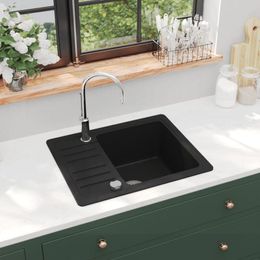 MAISONCHIC - Küchenspüle Granitspüle Spülen mit 1 Becken Spülbecken Schwarz DE37763