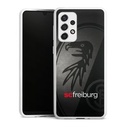 DeinDesign Galaxy A33 5G Handy Silikon H&uuml;lle Case wei&szlig; Handyh&uuml;lle Sc Freiburg Official Licensed Product Metallic Look Silikon Case
