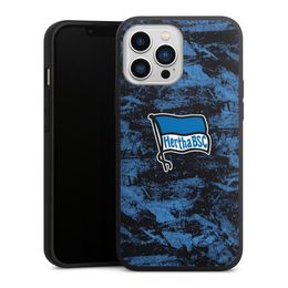 DeinDesign iPhone 13 Pro Max Handy Premium Silikon H&uuml;lle Handyh&uuml;lle schwarz Case Flag Hertha Bsc Logo Silikon Premium Case