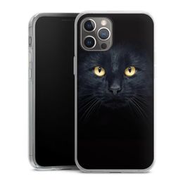 DeinDesign iPhone 12 Pro Max Handy Silikon H&uuml;lle Case transparent Handyh&uuml;lle Eye Cat Black Silikon Case