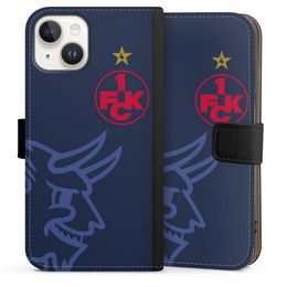 DeinDesign iPhone 14 Handy Klapph&uuml;lle Handyh&uuml;lle aus Kunst Leder schwarz Flip Case Logo 1. Fc Kaiserslautern 1. Fck Sideflip mit Lasche