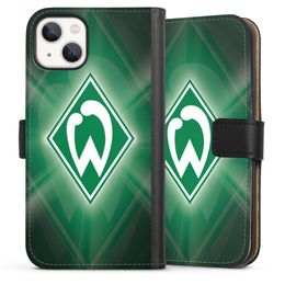 DeinDesign iPhone 13 Handy Klapph&uuml;lle Handyh&uuml;lle aus Kunst Leder schwarz Flip Case Sv Werder Bremen Coat Of Arms Official Licensed Product Sideflip mit Lasche
