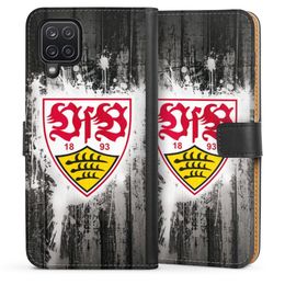 DeinDesign Galaxy A12 Handy Klapph&uuml;lle Handyh&uuml;lle aus Kunst Leder schwarz Flip Case Official Licensed Product Vfb Stuttgart Bundesliga Sideflip mit langer Lasche