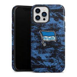 DeinDesign iPhone 13 Pro Max Handy Panzer Handyh&uuml;lle robuste Outdoor H&uuml;lle Schutzh&uuml;lle gl&auml;nzend Flag Hertha Bsc Logo Tough Case