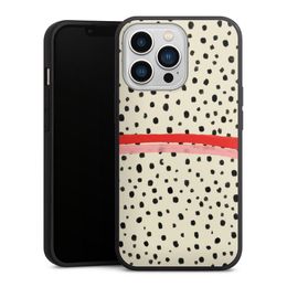 DeinDesign iPhone 13 Pro Handy Premium Silikon H&uuml;lle Handyh&uuml;lle schwarz Case Stripes Points Kunst Silikon Premium Case
