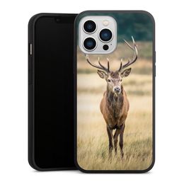 DeinDesign iPhone 13 Pro Max Handy Premium Silikon H&uuml;lle Handyh&uuml;lle schwarz Case Forrest Deer Meadow Silikon Premium Case