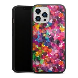 DeinDesign iPhone 13 Pro Max Handy Premium Silikon H&uuml;lle Handyh&uuml;lle schwarz Case Water Colour Colourful Points Silikon Premium Case