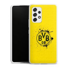 DeinDesign Galaxy A53 5G Handy Silikon H&uuml;lle Case wei&szlig; Handyh&uuml;lle Borussia Dortmund Official Licensed Product Bvb Silikon Case