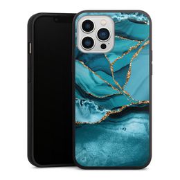 DeinDesign iPhone 13 Pro Max Handy Premium Silikon H&uuml;lle Handyh&uuml;lle schwarz Case Marble Gemstone Glitzer Silikon Premium Case