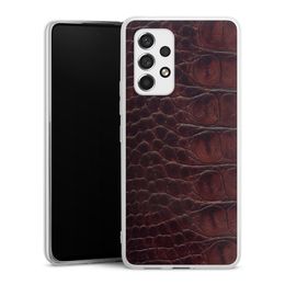 DeinDesign Galaxy A53 5G Handy Silikon H&uuml;lle Case transparent Handyh&uuml;lle Leather Crocodile Animal Print Silikon Case