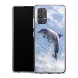 DeinDesign Galaxy A32 4G Handy Silikon H&uuml;lle Case transparent Handyh&uuml;lle Wale Ocean Dolphin Silikon Case