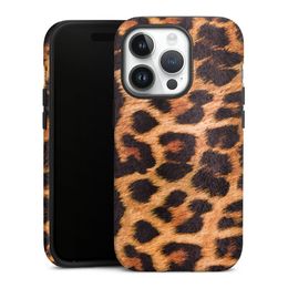 DeinDesign iPhone 14 Pro Handy Panzer Handyh&uuml;lle robuste Outdoor H&uuml;lle Schutzh&uuml;lle matt Animal Print Leopard Fur Tough Case