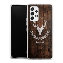 DeinDesign Galaxy A53 5G Handy Silikon H&uuml;lle Case transparent Handyh&uuml;lle Wood Deer Wooden Look Silikon Case