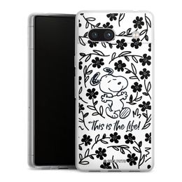 DeinDesign Google Pixel 7a Handy Silikon H&uuml;lle Case transparent Handyh&uuml;lle Peanuts Flowers Snoopy Silikon Case