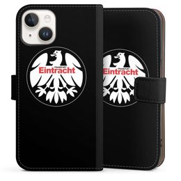 DeinDesign iPhone 14 Handy Klapph&uuml;lle Handyh&uuml;lle aus Kunst Leder schwarz Flip Case Eintracht Frankfurt Sge Official Licensed Product Sideflip mit Lasche