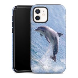 DeinDesign iPhone 12 mini Handy Panzer Handyh&uuml;lle robuste Outdoor H&uuml;lle Schutzh&uuml;lle gl&auml;nzend Wale Ocean Dolphin Tough Case