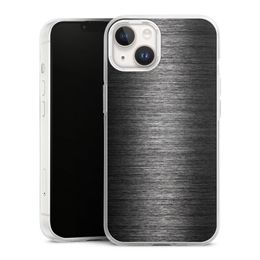DeinDesign iPhone 14 Handy Silikon Hülle Case transparent Handyhülle Metal Metallic Look Anthracite Silikon Case