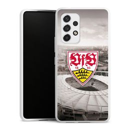 DeinDesign Galaxy A53 5G Handy Silikon H&uuml;lle Case wei&szlig; Handyh&uuml;lle Official Licensed Product Stadium Vfb Stuttgart Silikon Case