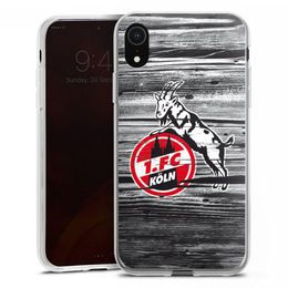 DeinDesign iPhone Xr Handy Silikon H&uuml;lle Case transparent Handyh&uuml;lle 1. Fc K&ouml;ln Wooden Look Official Licensed Product Silikon Case