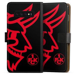 DeinDesign Galaxy S10 Plus Handy Klapph&uuml;lle Handyh&uuml;lle aus Kunst Leder schwarz Flip Case 1. Fc Kaiserslautern Logo Official Licensed Product Sideflip mit Lasche