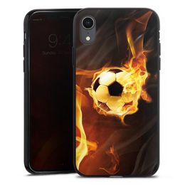 DeinDesign iPhone Xr Handy Silikon H&uuml;lle Case schwarz Handyh&uuml;lle Soccer Ball Fire