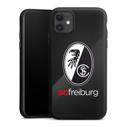 DeinDesign iPhone 11 Handy Premium Silikon H&uuml;lle Handyh&uuml;lle schwarz Case Sc Freiburg Lettering Logo Silikon Premium Case