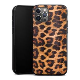 DeinDesign iPhone 12 Pro Handy Silikon H&uuml;lle Case schwarz Handyh&uuml;lle Animal Print Leopard Fur