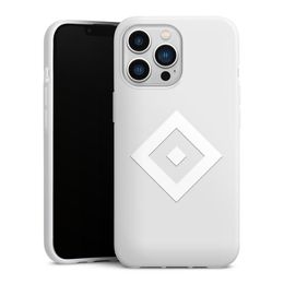 DeinDesign iPhone 13 Pro Handy Silikon H&uuml;lle Case wei&szlig; Handyh&uuml;lle Hsv Hamburger Sv Coat Of Arms Silikon Case