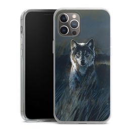 DeinDesign iPhone 12 Pro Max Handy Silikon H&uuml;lle Case transparent Handyh&uuml;lle Wolf Painting Nature Silikon Case