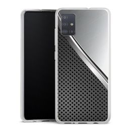 DeinDesign Galaxy A51 Handy Silikon H&uuml;lle Case transparent Handyh&uuml;lle Steel Metall Carbon Silikon Case