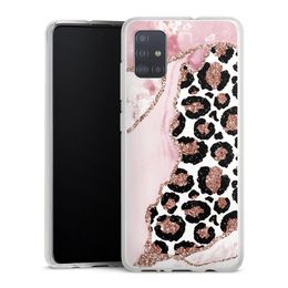 DeinDesign Galaxy A51 Handy Silikon H&uuml;lle Case transparent Handyh&uuml;lle Leopard Glitzer Marble Silikon Case