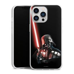 DeinDesign iPhone 13 Pro Handy Silikon H&uuml;lle Case wei&szlig; Handyh&uuml;lle Merchandise Darth Vader Star Wars Silikon Case