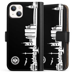 DeinDesign iPhone 13 Handy Klapph&uuml;lle Handyh&uuml;lle aus Kunst Leder schwarz Flip Case Eintracht Frankfurt Sge Skyline Sideflip mit Lasche
