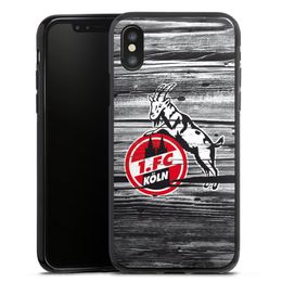 DeinDesign iPhone X Handy Silikon H&uuml;lle Case schwarz Handyh&uuml;lle 1. Fc K&ouml;ln Wooden Look Official Licensed Product