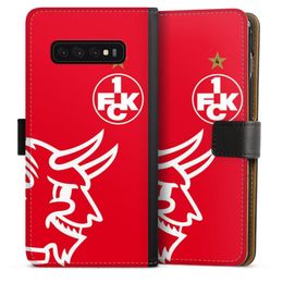 DeinDesign Galaxy S10 Plus Handy Klapph&uuml;lle Handyh&uuml;lle aus Kunst Leder schwarz Flip Case Star Devil 1. Fc Kaiserslautern Sideflip mit Lasche