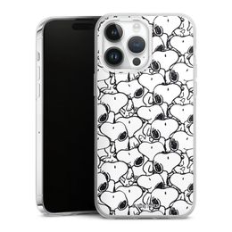 DeinDesign iPhone 14 Pro Max Handy Silikon H&uuml;lle Case transparent Handyh&uuml;lle Peanuts Snoopy Muster Silikon Case