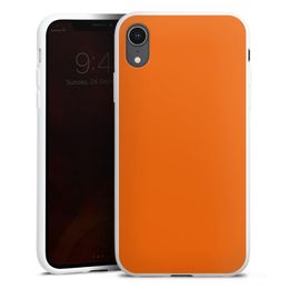 DeinDesign iPhone Xr Handy Silikon H&uuml;lle Case wei&szlig; Handyh&uuml;lle Orange Unicoloured Colour Silikon Case