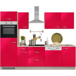 Optifit Küchenzeile Faro, mit E-Geräten, Breite 270 cm, rot