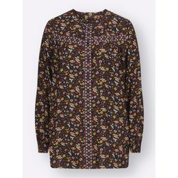 WITT Damen Tunika im Millefleurs-Muster, schwarz-rotbraun-bedruckt, Gr&ouml;&szlig;e 50