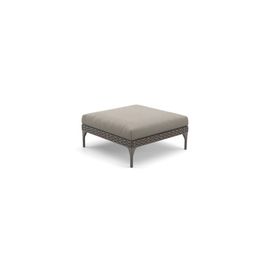 DEDON MU Lounge Hocker 90x90 cm inkl. Sitzkissen Vucano/Linen Warm Gray Aluminium/DEDON-Faser