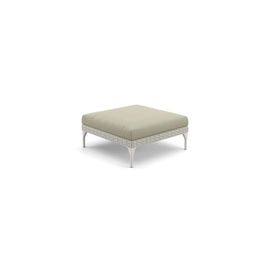 DEDON MU Lounge Hocker 90x90 cm inkl. Sitzkissen Accona/Natura Taupe Aluminium/DEDON-Faser