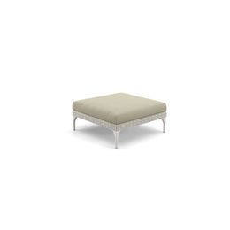 DEDON MU Lounge Hocker 90x90 cm inkl. Sitzkissen Accona/Linen Warm Gray Aluminium/DEDON-Faser